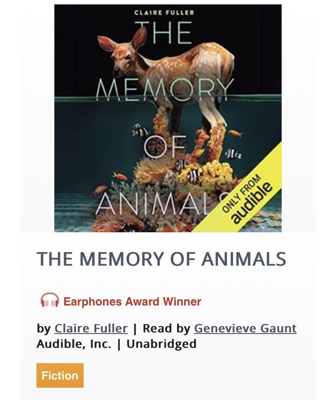 The Memory of Animals narration wins audio book award | Claire Fuller